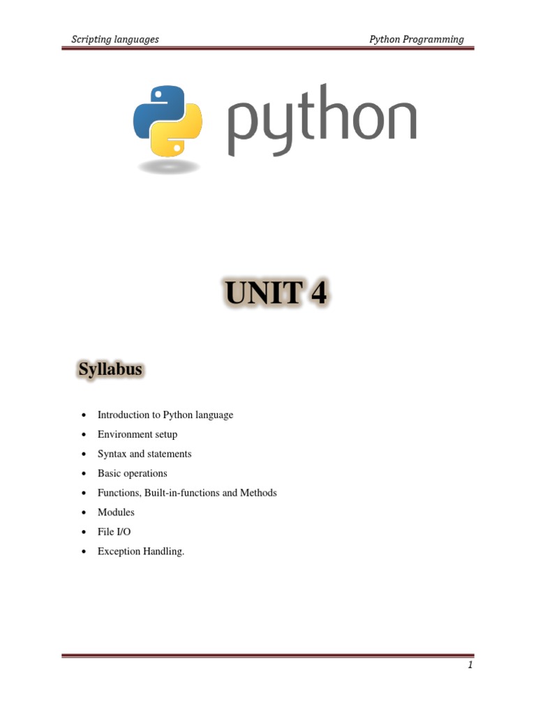 Python - UNIT 4 PDF | PDF | Python (Programming Language) | Reserved Word