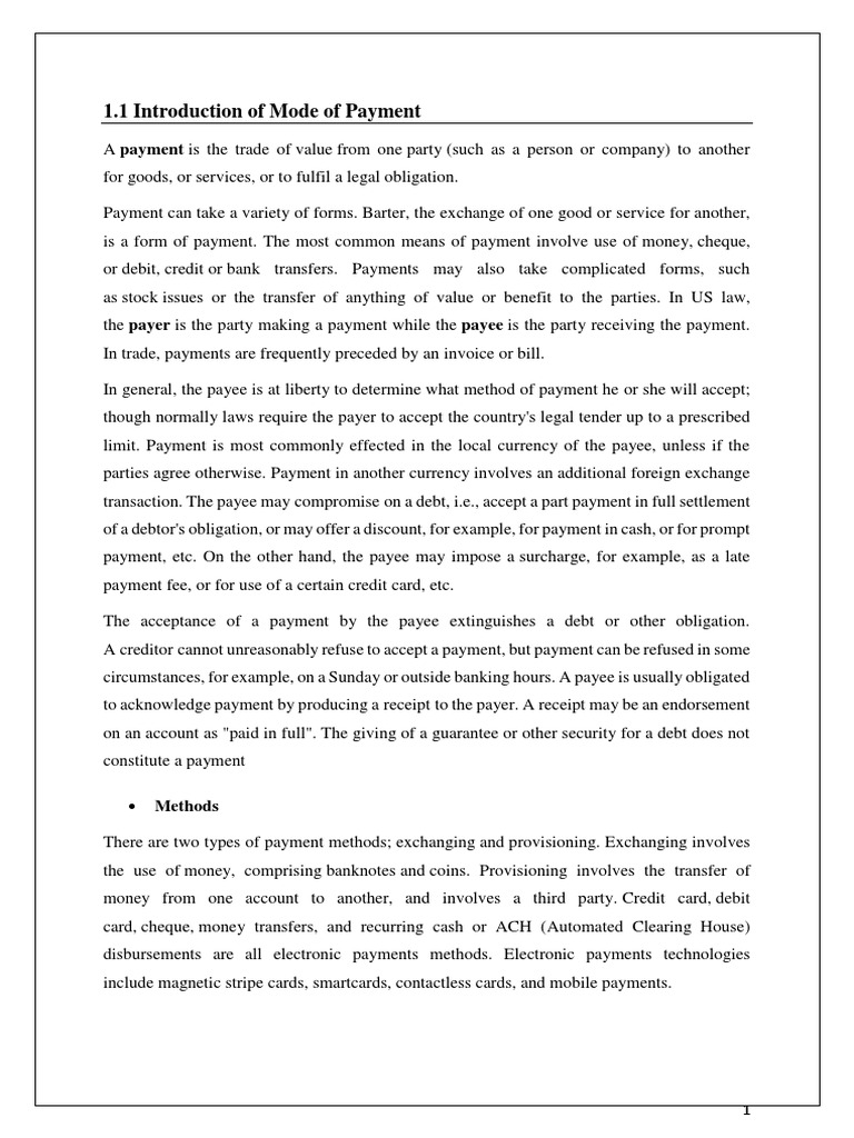 Mode of Payment | PDF | Payment System | Payments