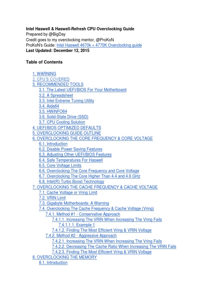 Intel Haswell Overclocking Guide | PDF | Random Access Memory | Bios