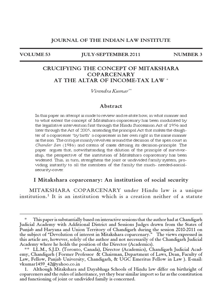 Mitakshara Coparcenary & Tax Law | PDF | Supreme Courts | Concurrent Estate