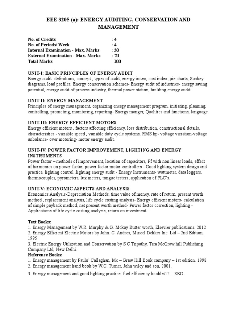EEE 3205 A ENERGY CONSERVATION PDF | PDF | Efficient Energy Use | Energy Conservation
