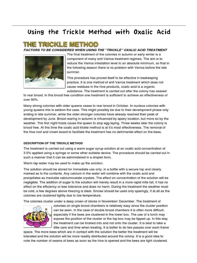 Using The Trickle Method With Oxalic Acid | PDF | Litre | Beekeeping