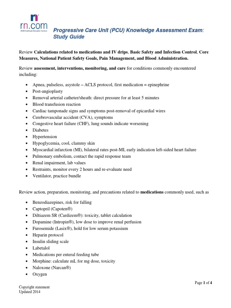 2014 PCU Study Guide PDF | PDF | Heart Failure | Myocardial Infarction