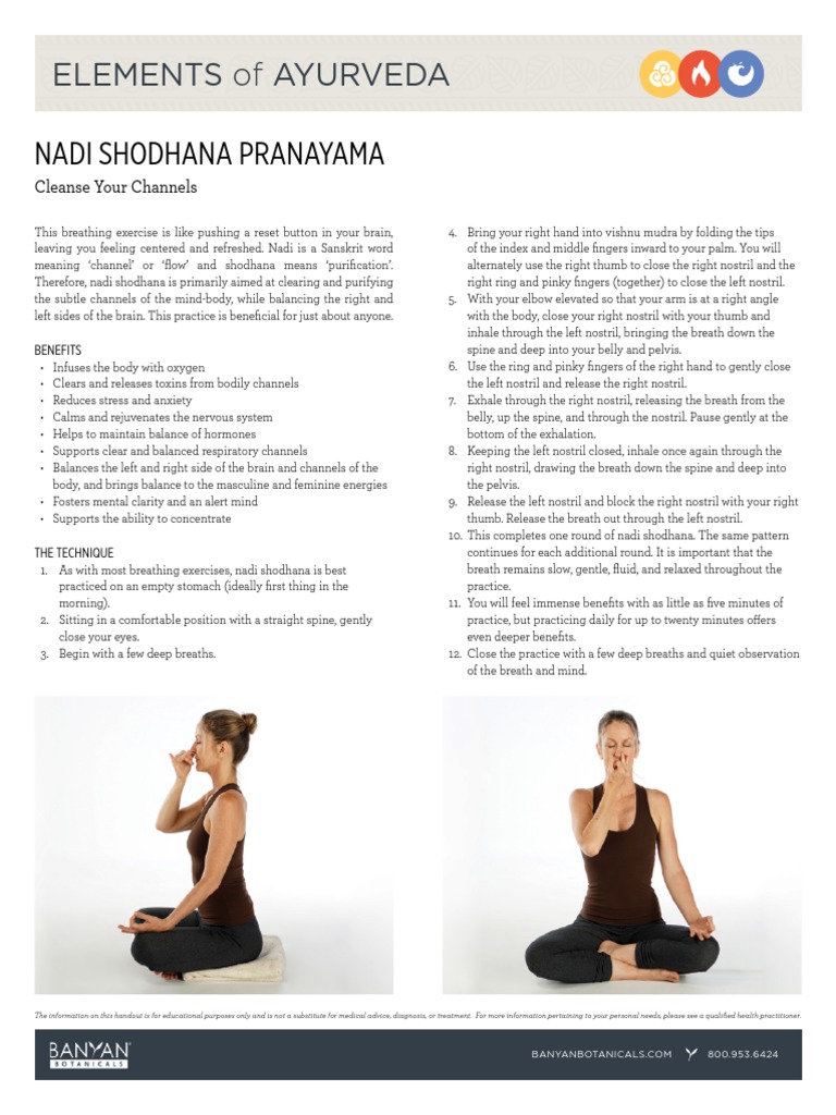 Elements of Ayurveda Nadi Shodhana Pranayama Guide PDF | PDF | Breathing