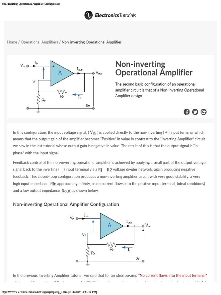 Non-Inverting Operational Amplifier Configuration | PDF | Operational ...