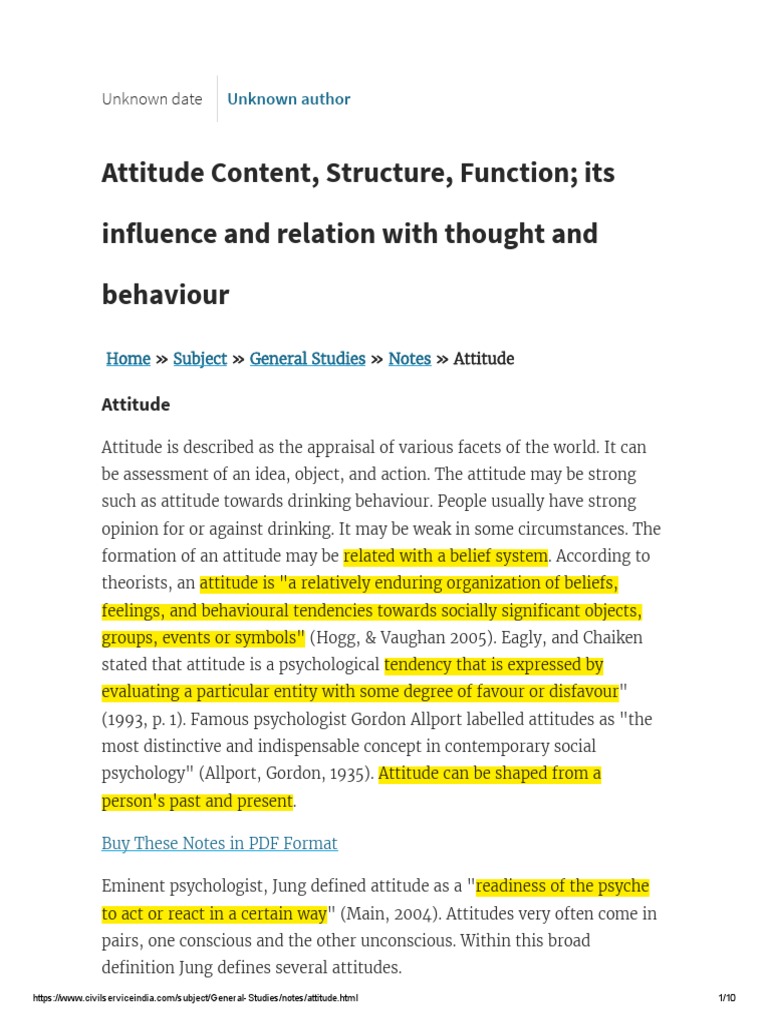 Attitude Content Structure and Function, How Attitude Influence ...