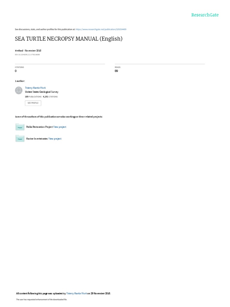 Sea Turtle Necropsy Manual (English) : November 2018 | PDF ...