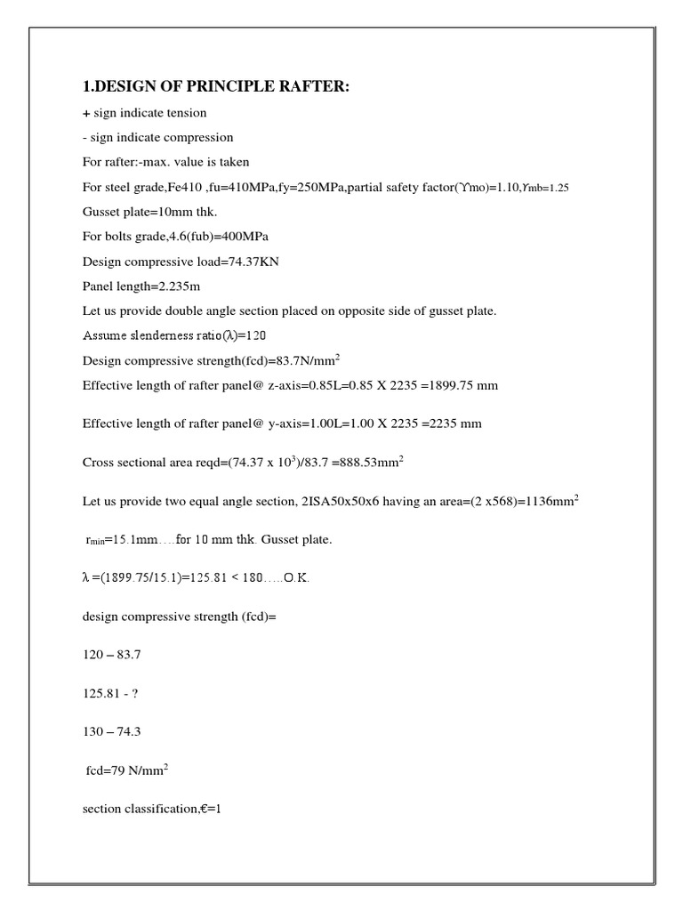 Design of a Principal Rafter Connection Using Double Angle Sections | PDF