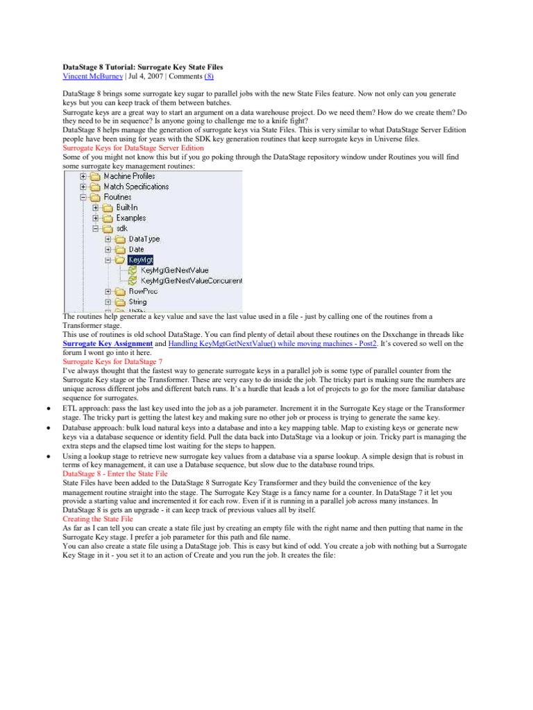 Vincent Mcburney 8 Surrogate Keys For Datastage Server Edition Pdf Parameter Computer