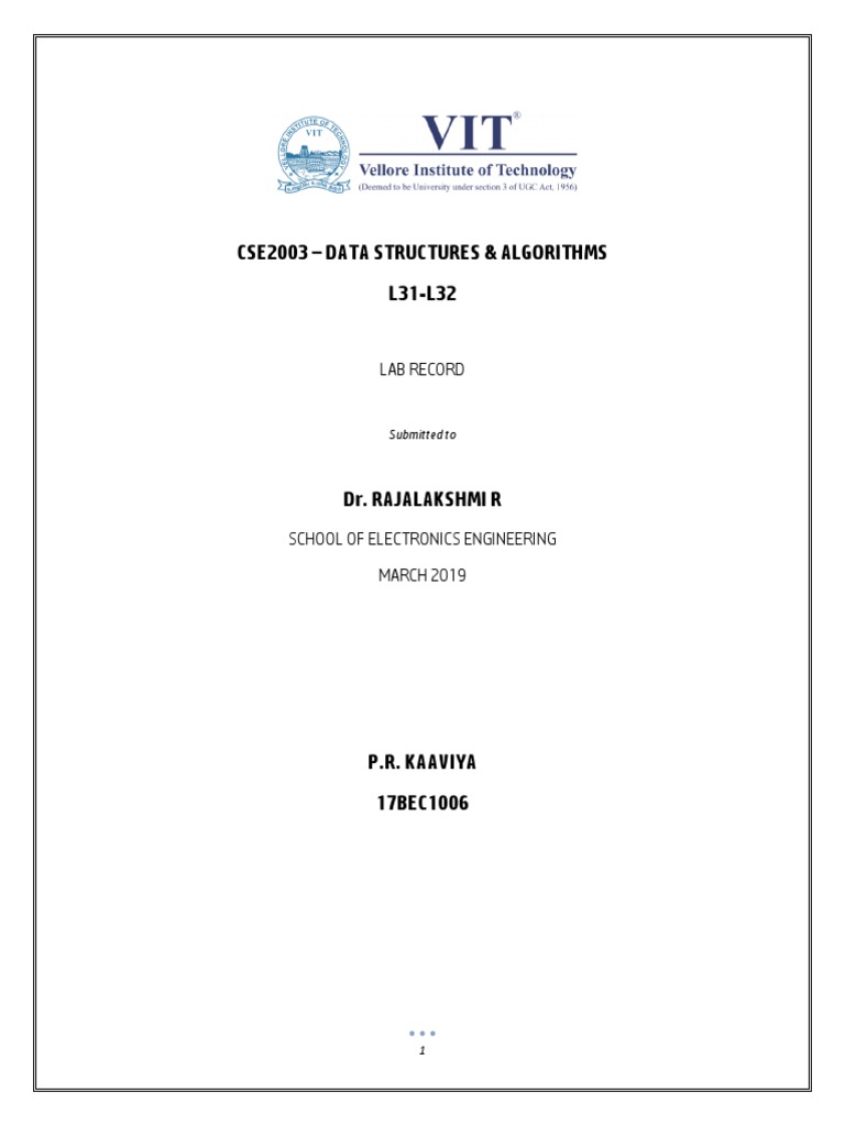 17bec1006 Cse2003 Lab Record | PDF | Queue (Abstract Data Type) | Theoretical Computer Science