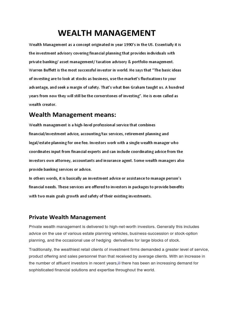 Wealth Management | PDF | Investor | Wealth Management
