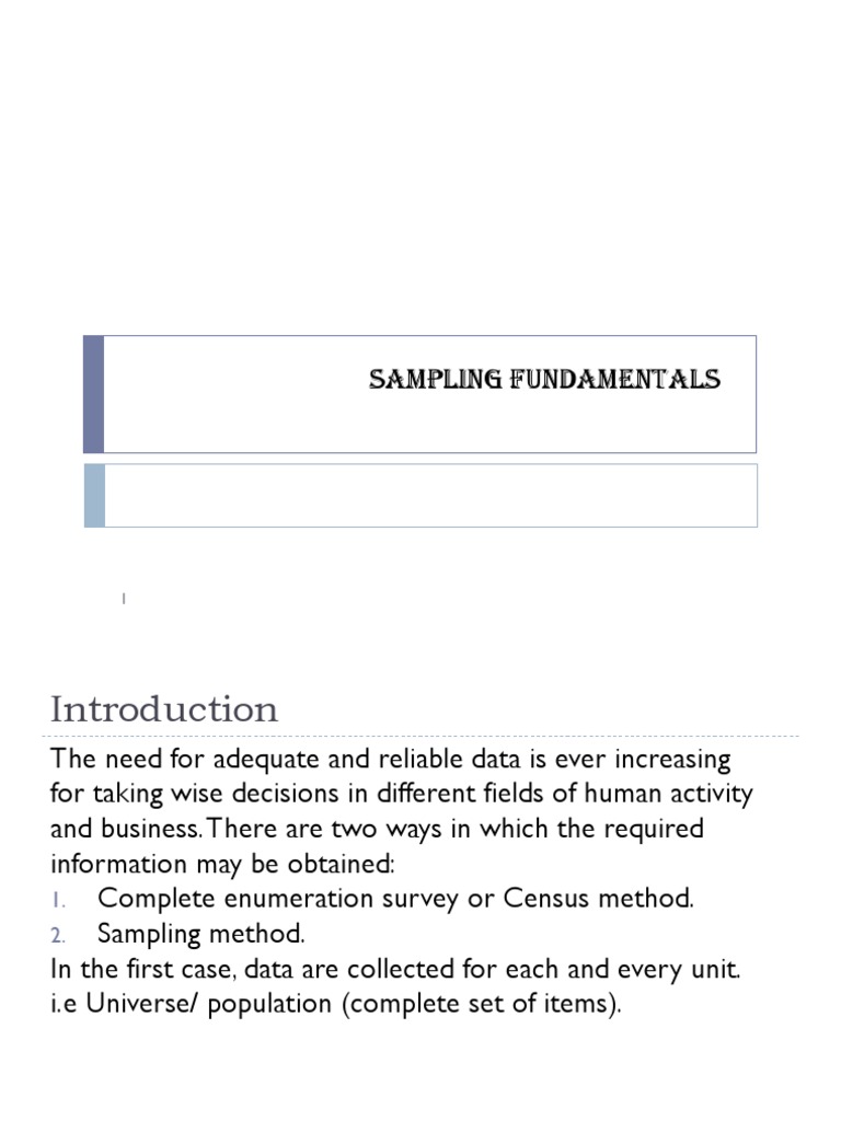 Sampling Fundamentals Modified | PDF | Sampling (Statistics) | Standard Deviation