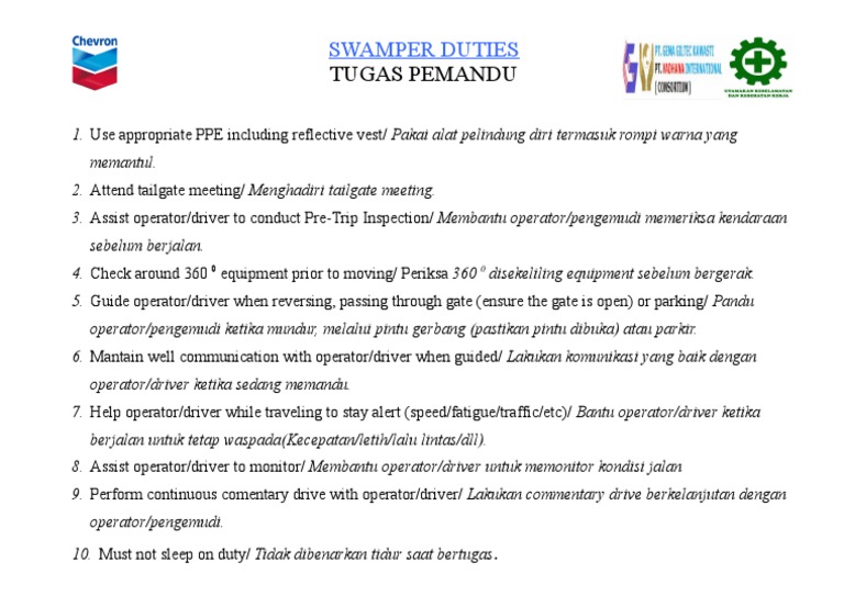 Swamper Duties | PDF