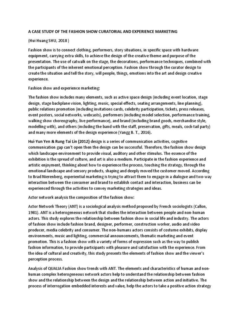 A Case Study of The Fashion Show Curatorial and Experience Marketing ...