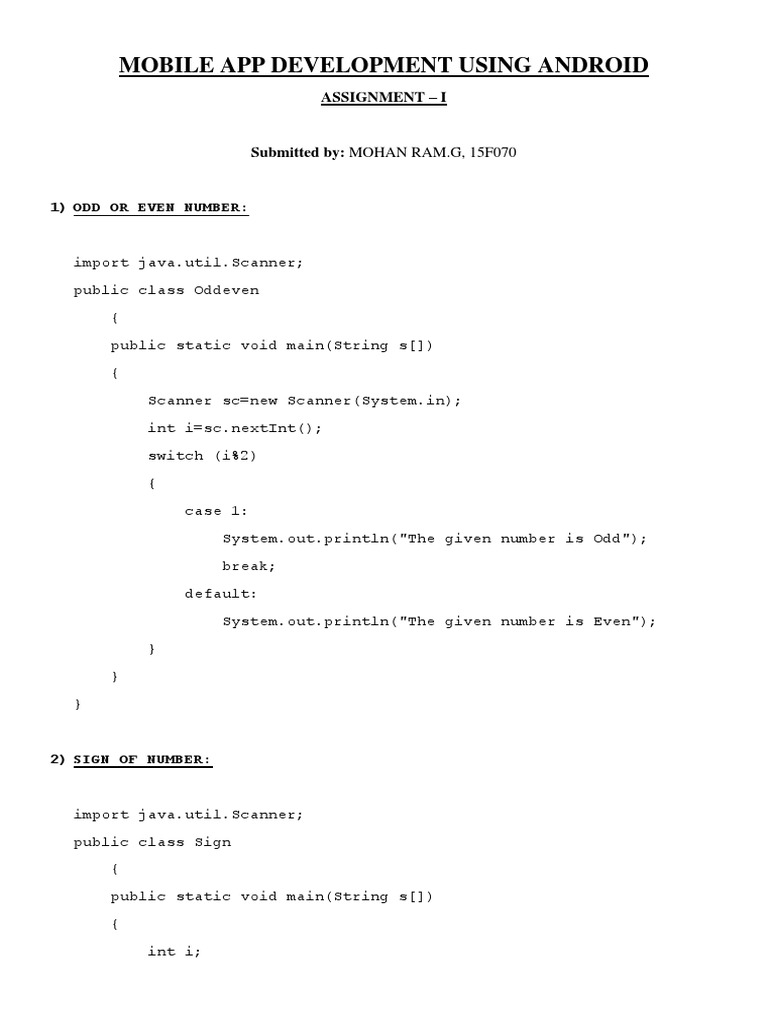 Mobile App Development Using Android Assignment I Pdf Computing