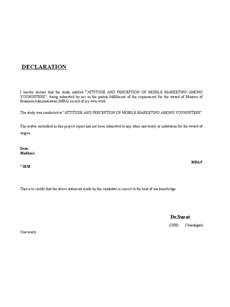 Declaration: Date: Medhavi Mba3 SEM | PDF | Online Shopping | Retail