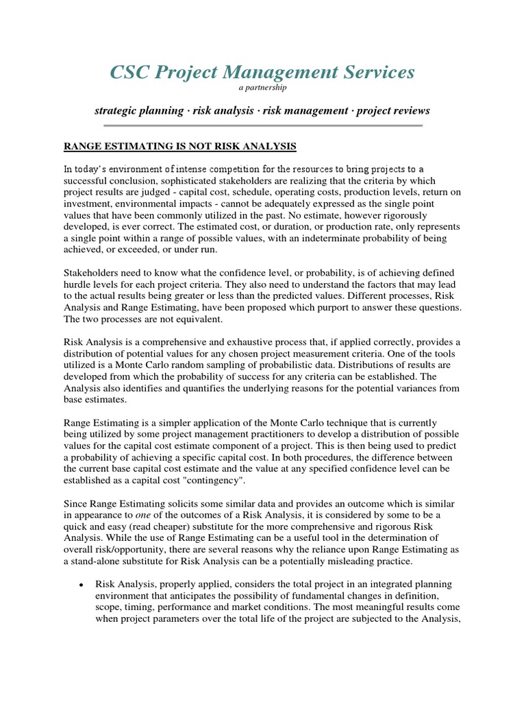 CSC Project Management Services | PDF | Risk | Risk Management
