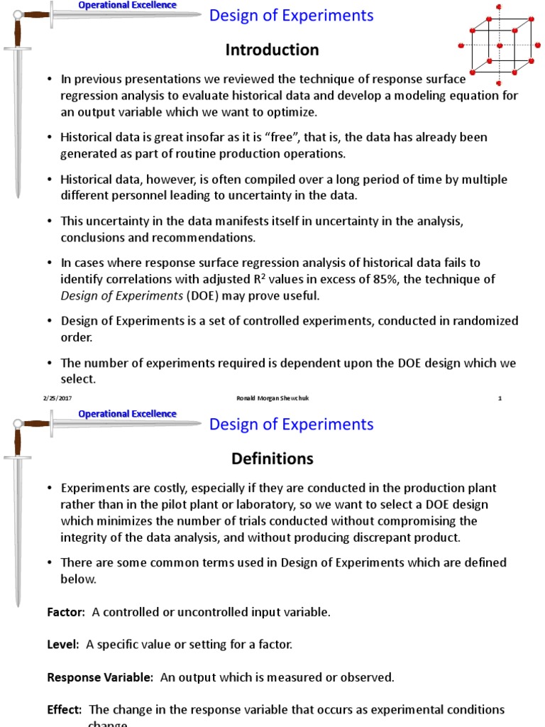 Design of Experiments (DOE) May Prove Useful.: 2/25/2017 Ronald Morgan ...