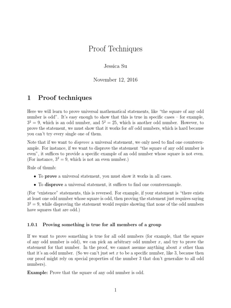 Proofs Techniques | Download Free PDF | Mathematical Proof | Numbers