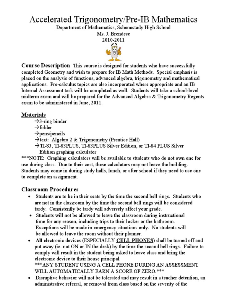 Pre IB Syllabus | PDF | Trigonometric Functions | Function (Mathematics)