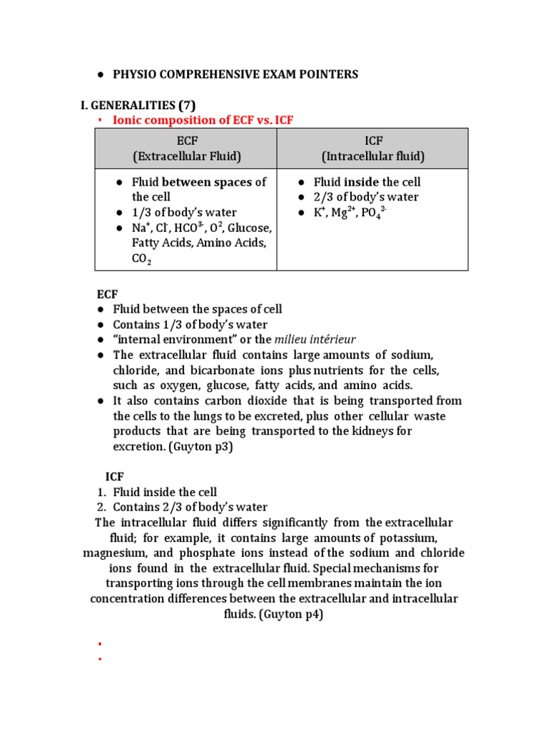 Physiology Comprehensive Exam Pointers PDF | PDF | Membrane Potential | Atrium (Heart)