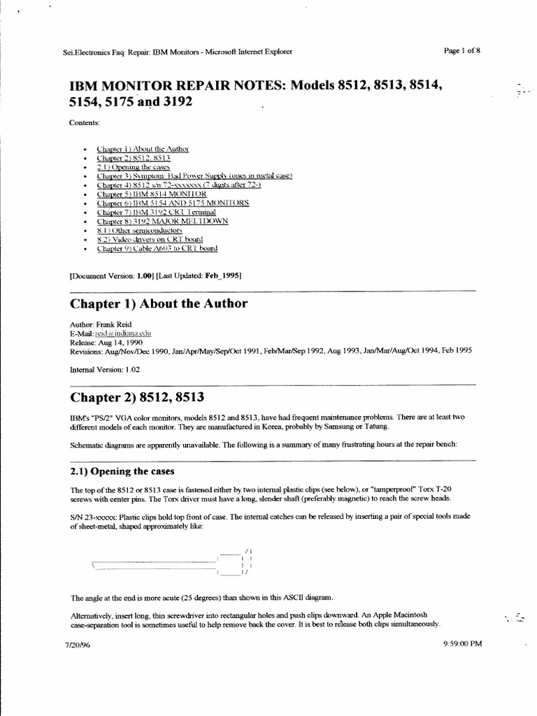 IBM Brand Monitor Repair Notes | PDF