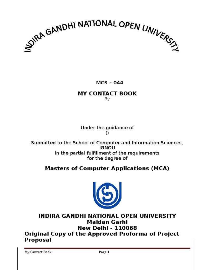 My Contact Book: MCA Project Report | PDF | Databases | Microsoft Sql ...