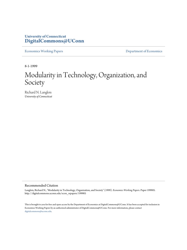 Modularity In Technology And Society Pdf Modularity Externality