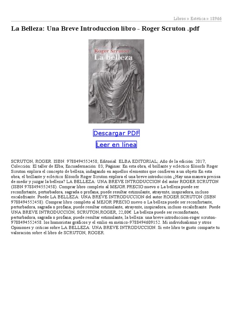 La Belleza Una Breve Introduccion | PDF