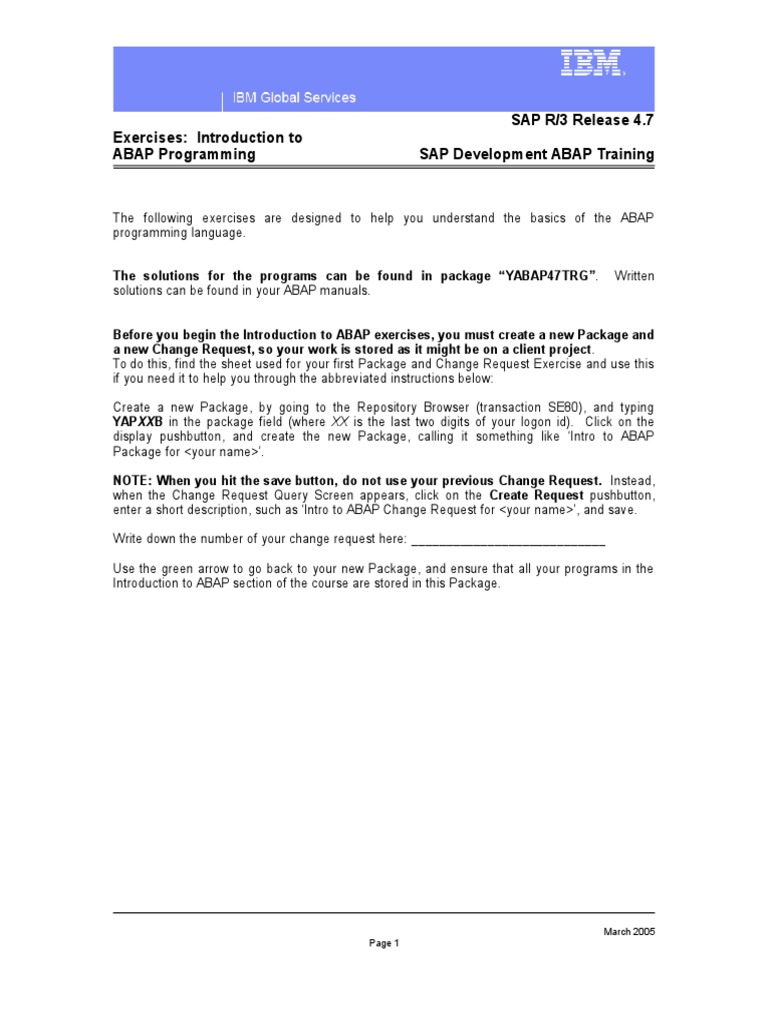 ABAP Exercises | PDF | Page Layout | Subroutine