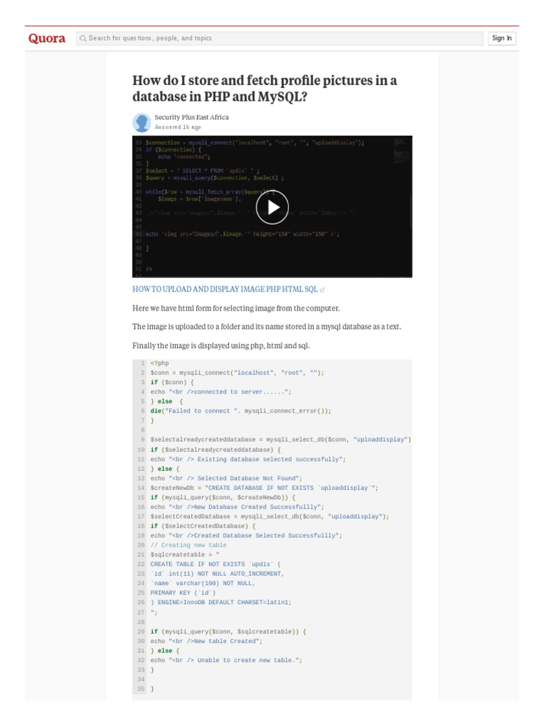 How To Upload And Display Image Php Html Sql Pdf Areas Of Computer Science Information