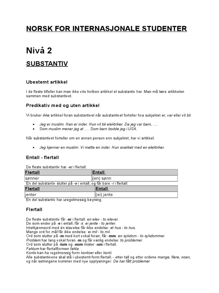 Norwegian Grammar | PDF