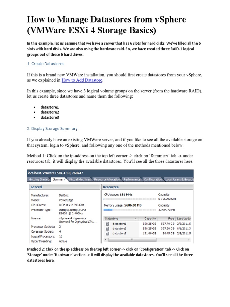 How To Manage Datastores From Vsphere | Download Free PDF | Virtual Machine | Computer File