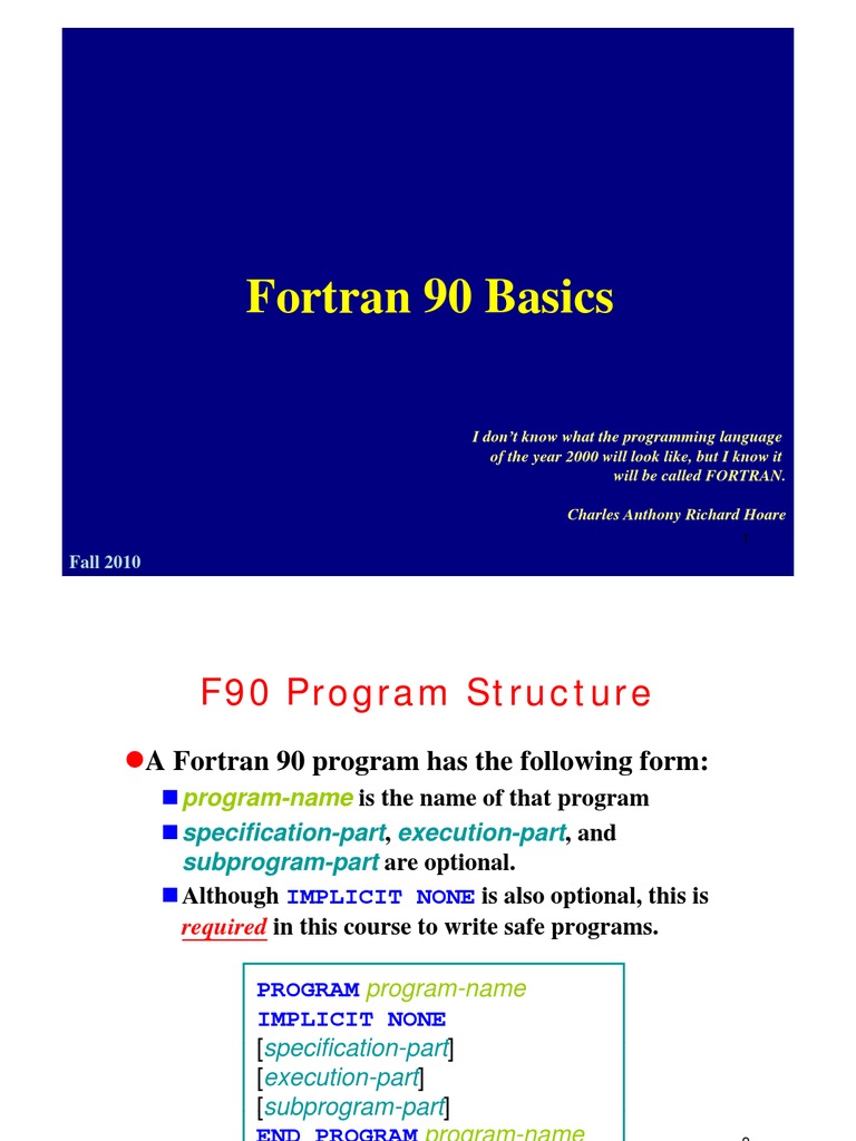 F90 Basics | PDF | Reserved Word | Trigonometric Functions