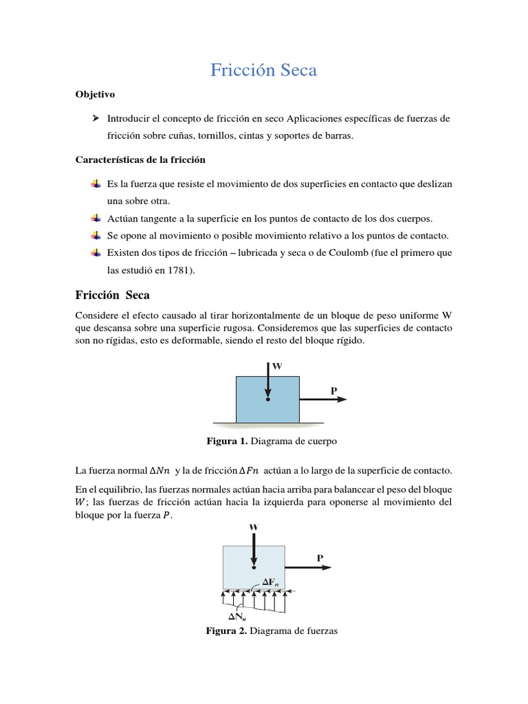 Conceptos y Aplicaciones de Fricción Seca | PDF | Fricción | Fuerza