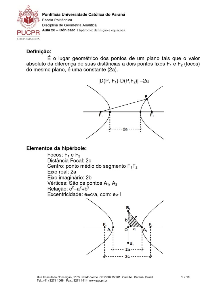 Equacao Da Hiperbole Hipérbole