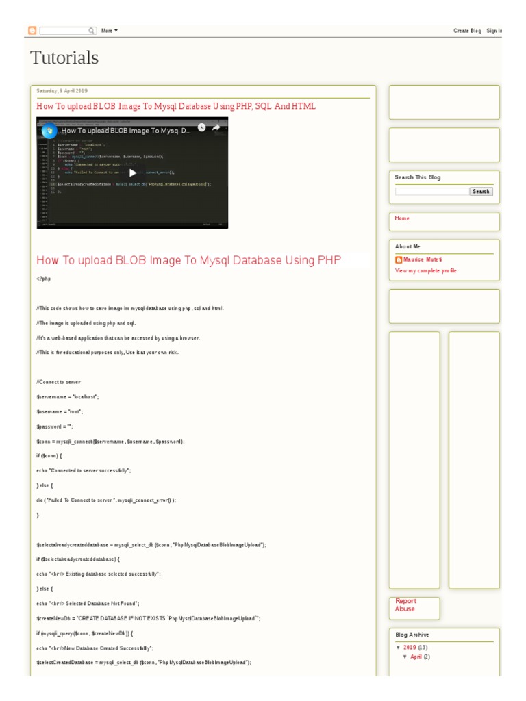 How To Upload Blob Image File To Mysql Database Using PHP | PDF | Php | My Sql