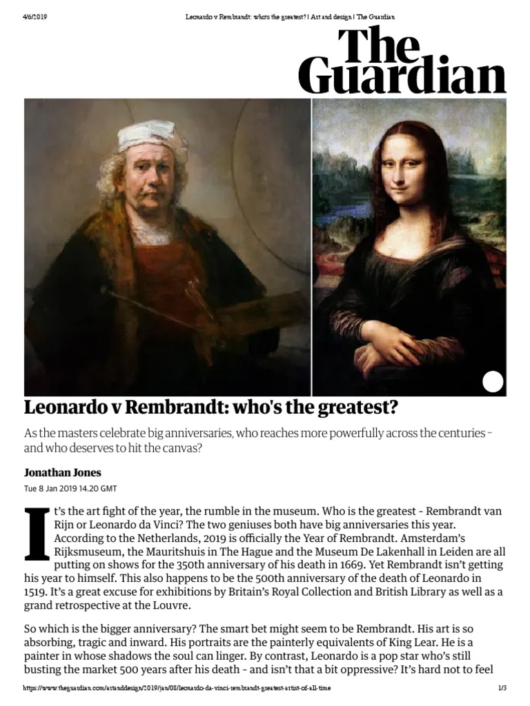 Leonardo V Rembrandt - Who's The Greatest - Art and Design - The ...
