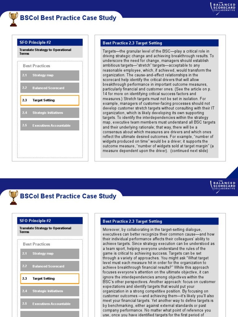 BSC Target Setting | PDF | Evaluation | Leadership