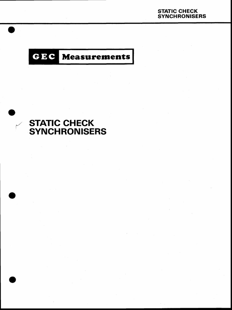 Static Check Synchronisers: Measurements | PDF | Amplifier | Power Supply