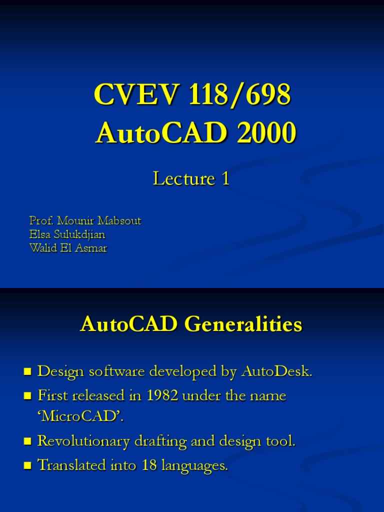 Auto CAD Introduction Lec 1 | PDF | Auto Cad | Visual Basic For ...