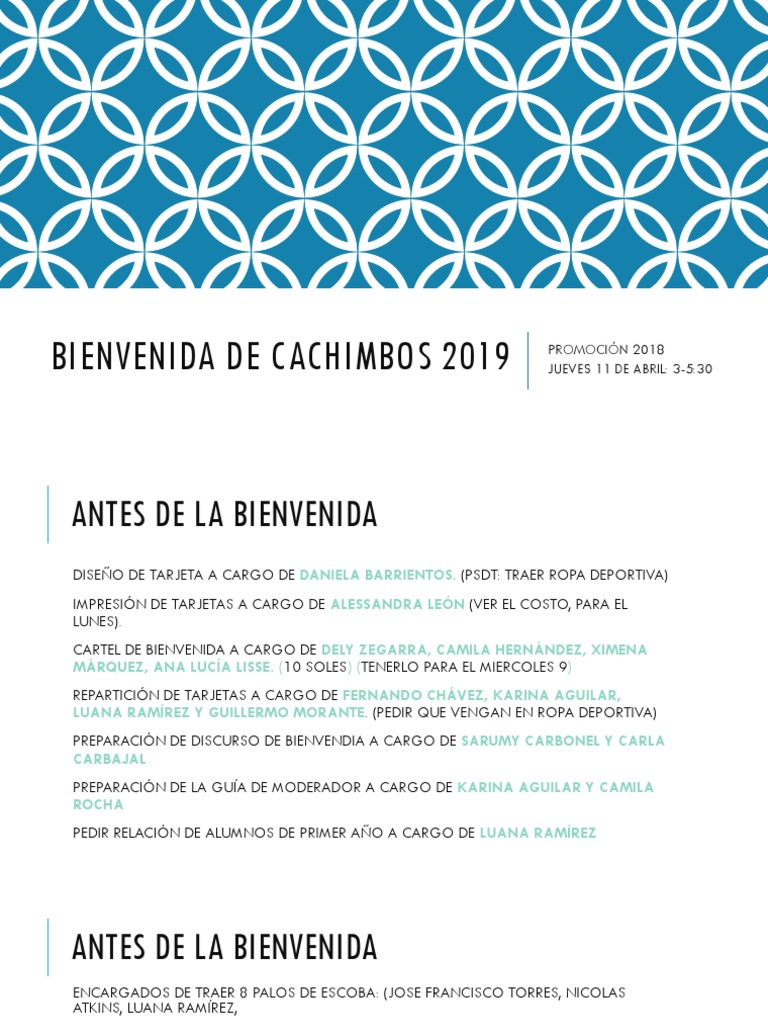 Bienvenida de Cachimbos 2019 | PDF | Visión | Color