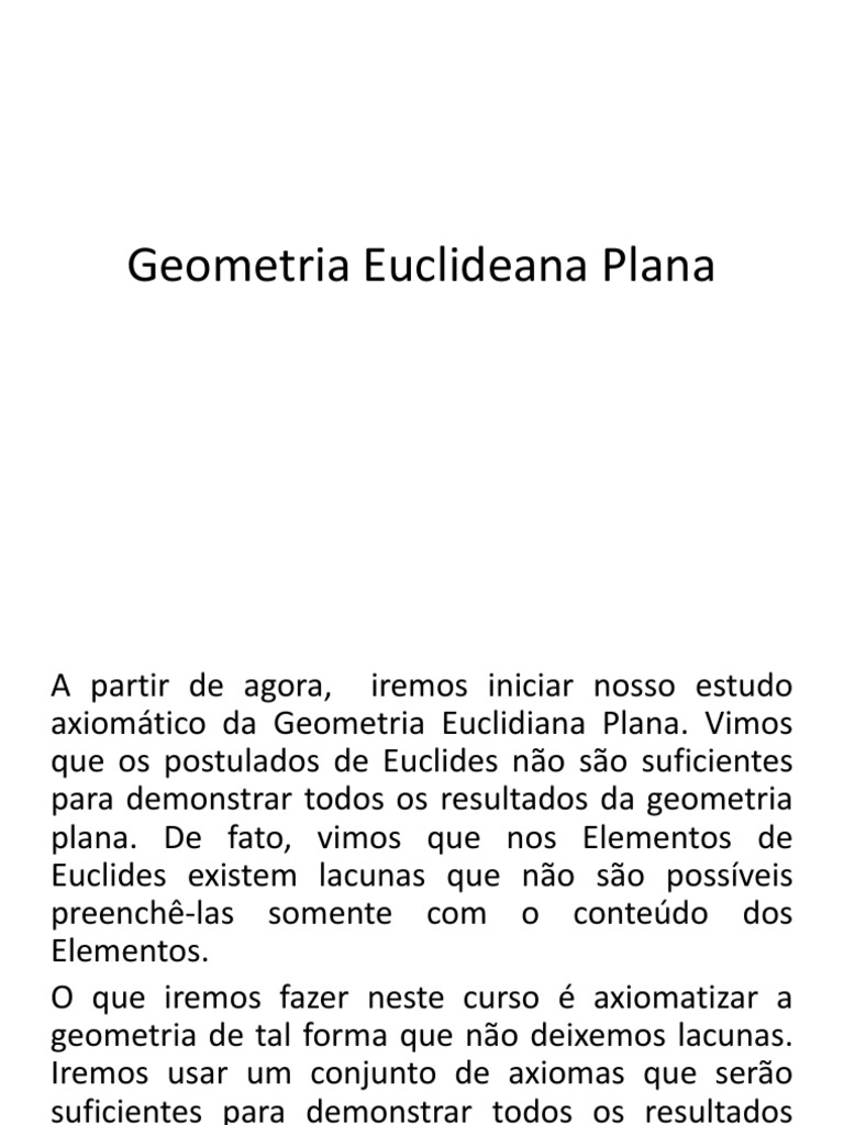 Geometria Euclidiana Planna | PDF | Axioma | Geometria Euclidiana