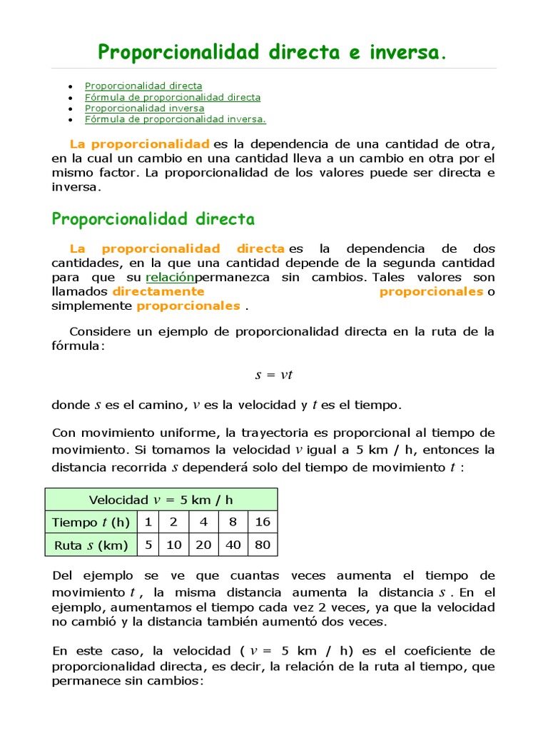 Proporcionalidad Directa e Inversa | PDF | Cantidades fisicas | Física