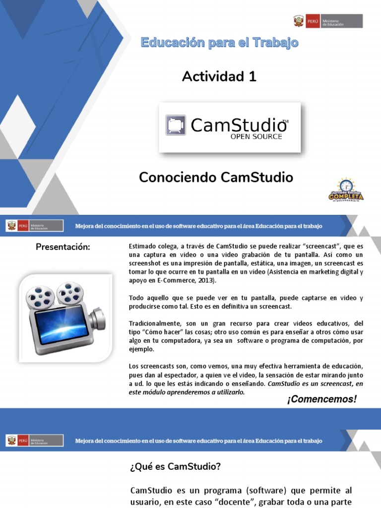 2 1. Tutorial Conociendo CamStudio PDF | PDF | Programa de computadora | Programación