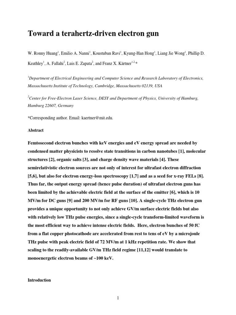 Toward A Terahertz-Driven Electron Gun | PDF | Terahertz Radiation | Particle Accelerator