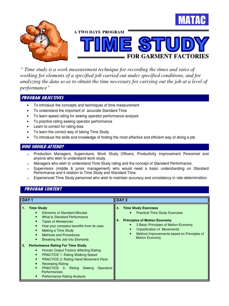 Time Study | PDF | Clothing | Business