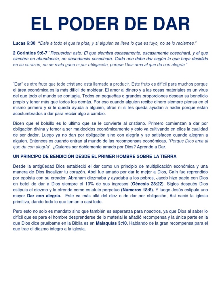 El Poder de Dar | PDF | Dios | Pobreza