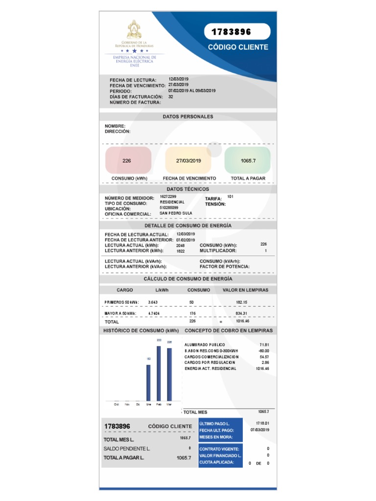 Recibo Luz Enee | PDF | Electricidad | Electromagnetismo