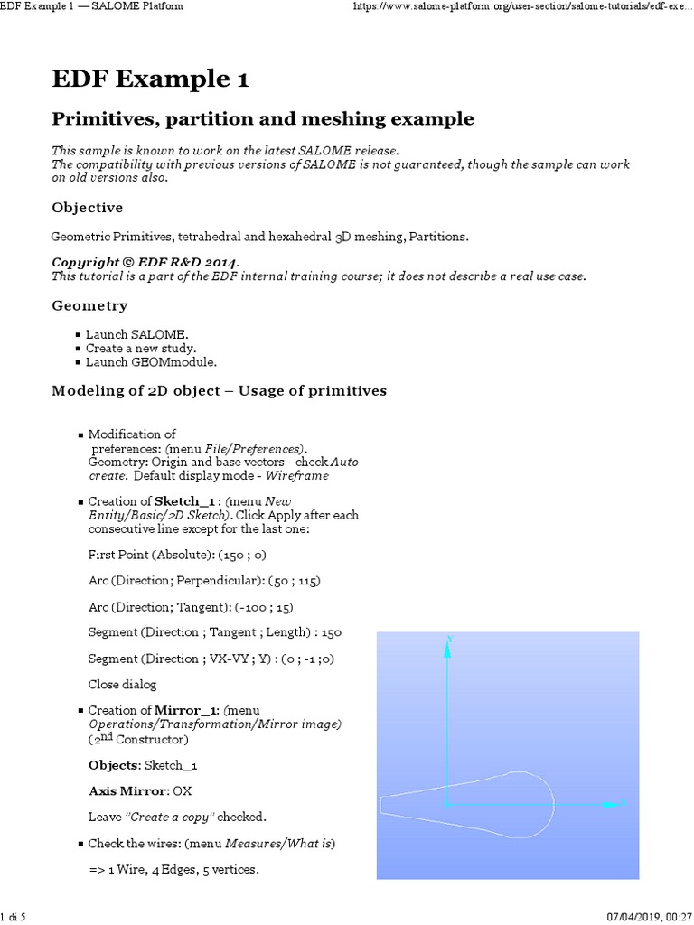 EDF Example 1 - SALOME Platform | PDF | Vertex (Geometry) | Tetrahedron